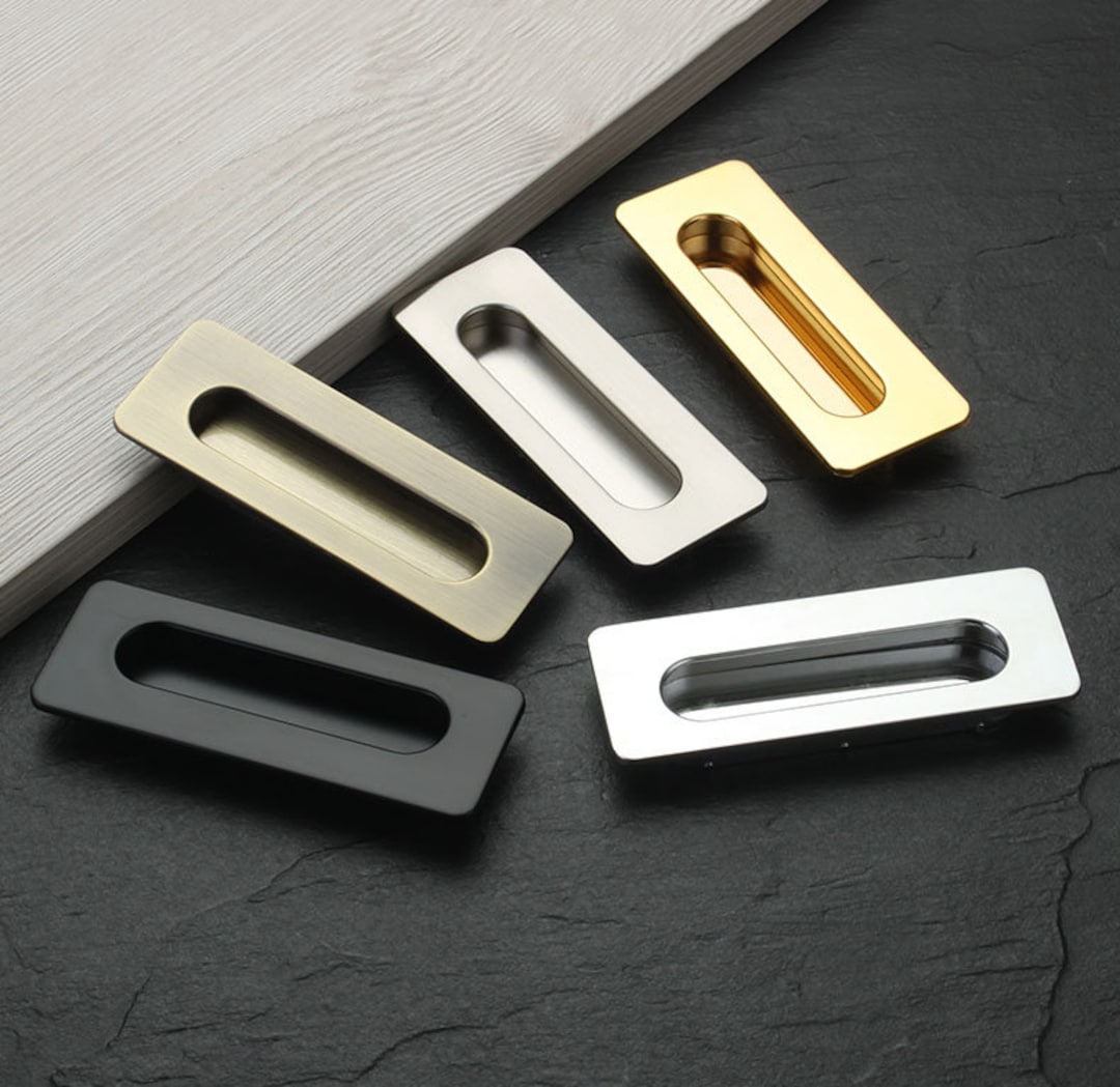 Classic Sliding Door Handle Cupboard Cabinet Pulls Black Invisible ...