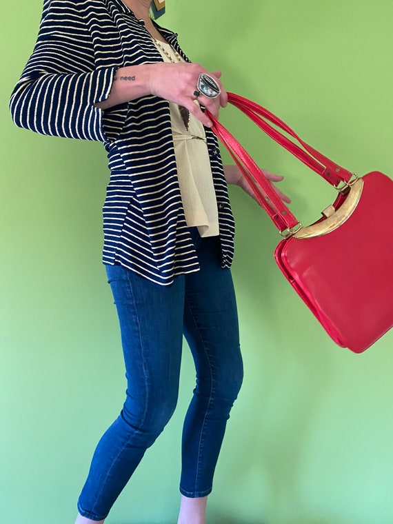 1970s Candy Apple Red Shoulder Purse - Gem