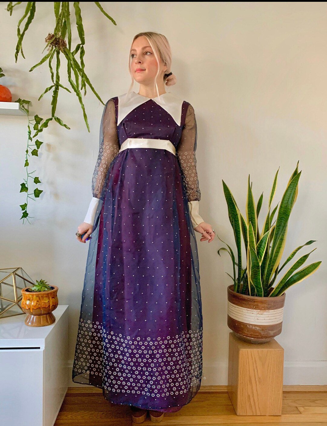 Vintage 1960’s Sheer Balloon Puff Sleeve Empire Waist Dress - Etsy