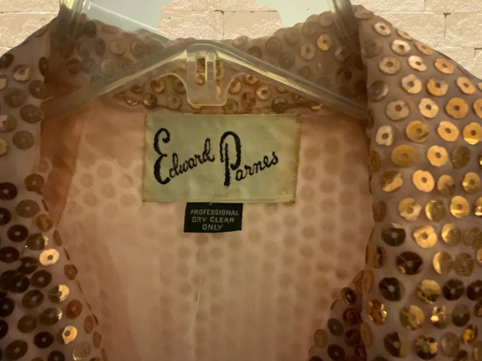 1970s Edward Parnes Pink Peach Long Sleeve Sequin Shirt Dress - Etsy