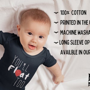 Youll Float Too Baby Horror Bodysuit, It Inspired Baby Bodysuit, Horror ...