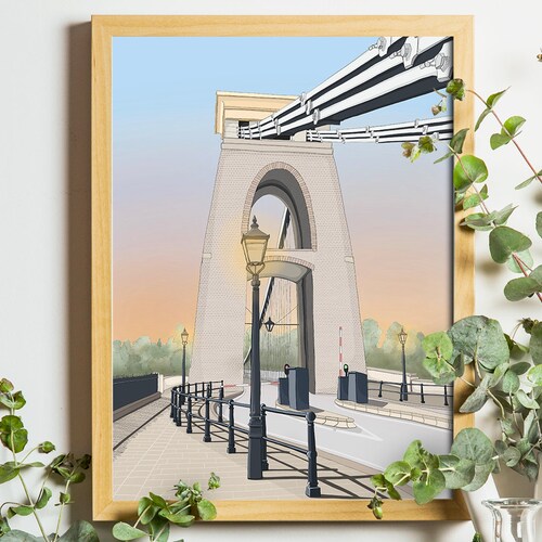 Bristol Clifton Suspension Bridge Somerset Illustration | Etsy
