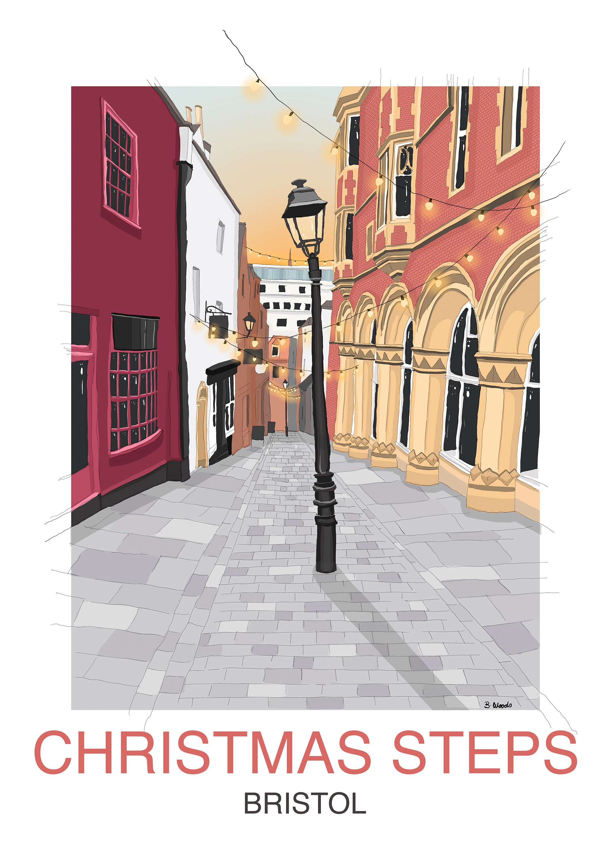 Christmas Steps, Bristol UK Art Poster - Etsy Australia