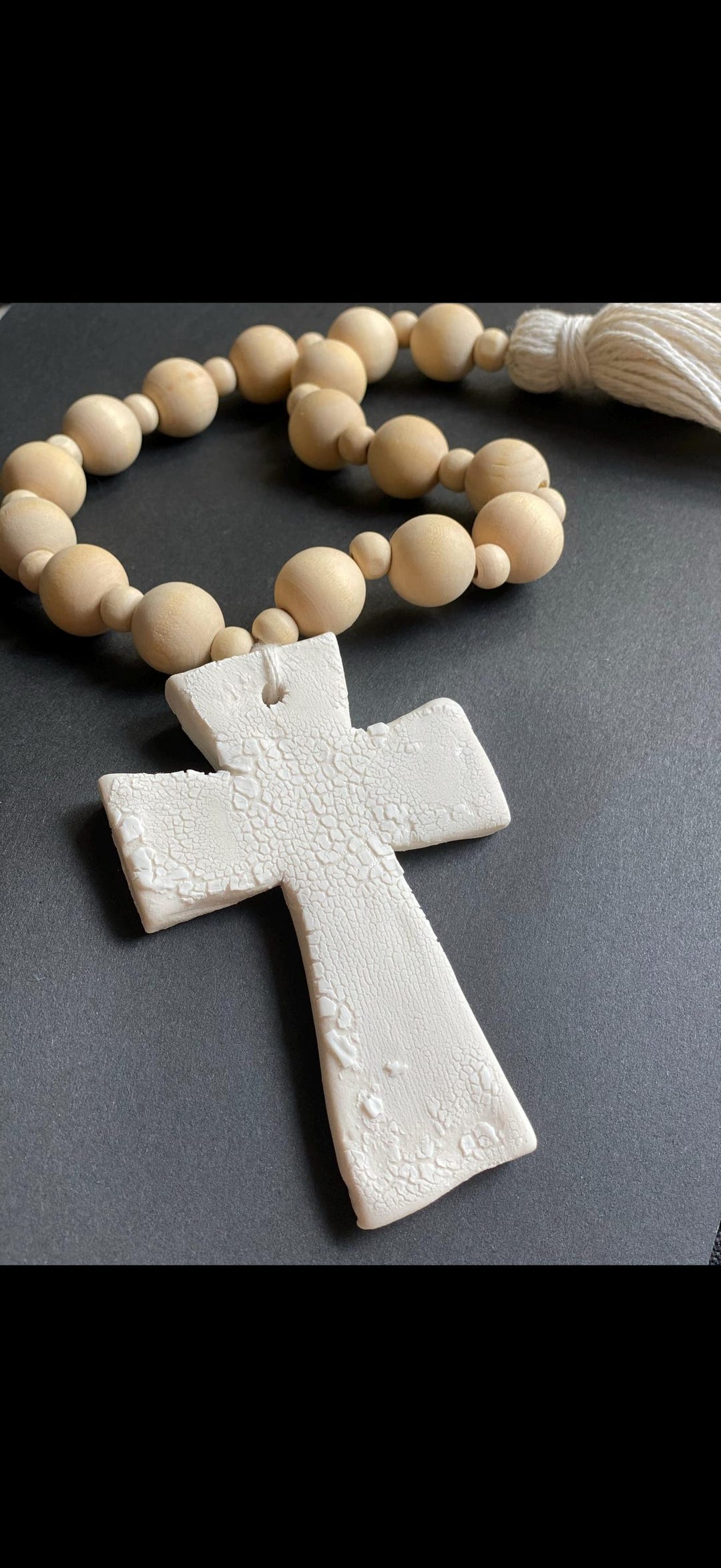 Rustic White Ceramic Cross With Beads - Etsy