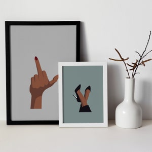 Middle Finger Art Print, Feminist Art, Fashion Wall Art, Mid Century ...