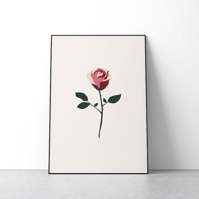 Rose Graphic Art, Rose Print, Rose Wall Art, Rose Poster, Rose Gift ...