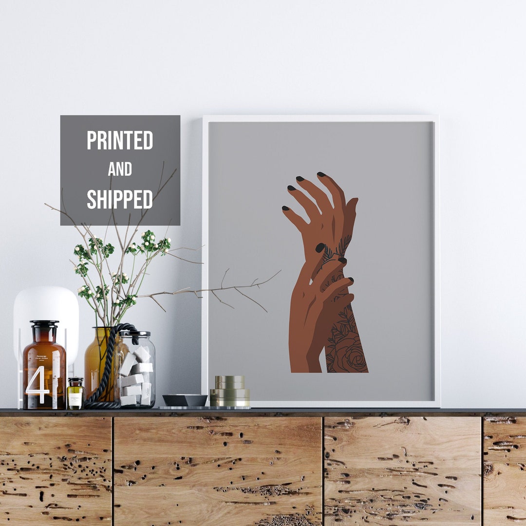 Black Woman Hands, Minimal Hands Poster, Fashion Lover Gift, Black ...