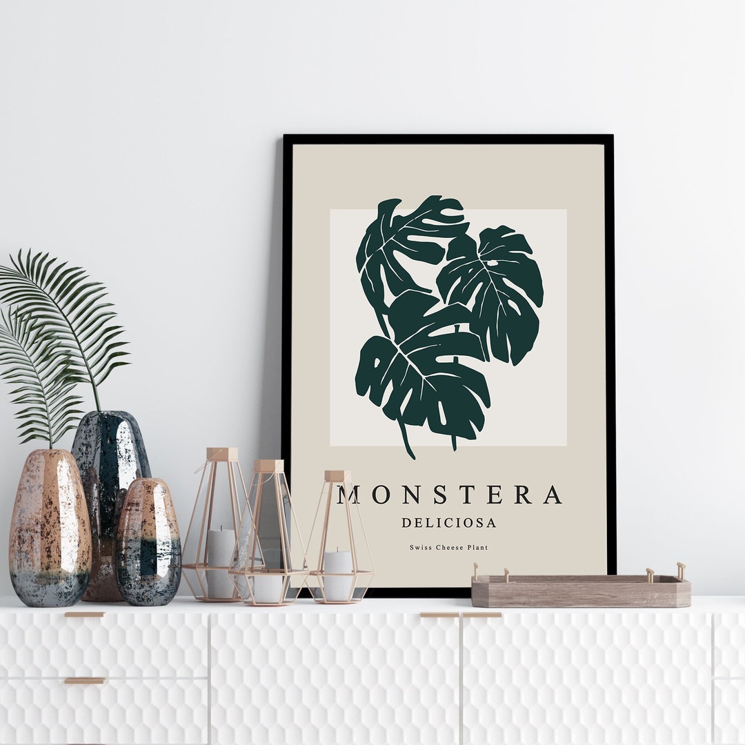Henri Matisse Inspired Monstera Wall Art Print, Mid Century Tropical ...