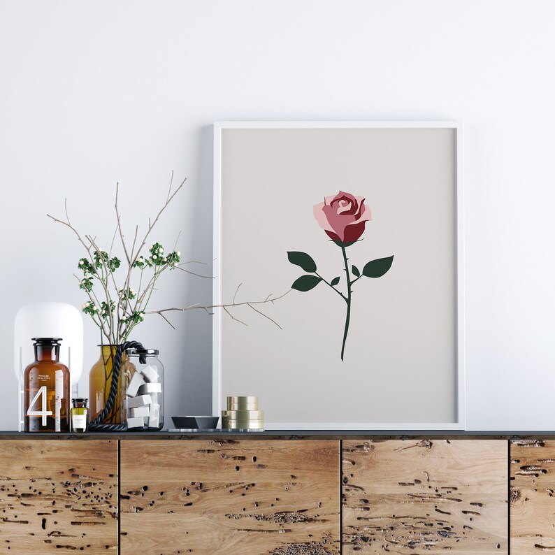 Rose Graphic Art, Rose Print, Rose Wall Art, Rose Poster, Rose Gift ...