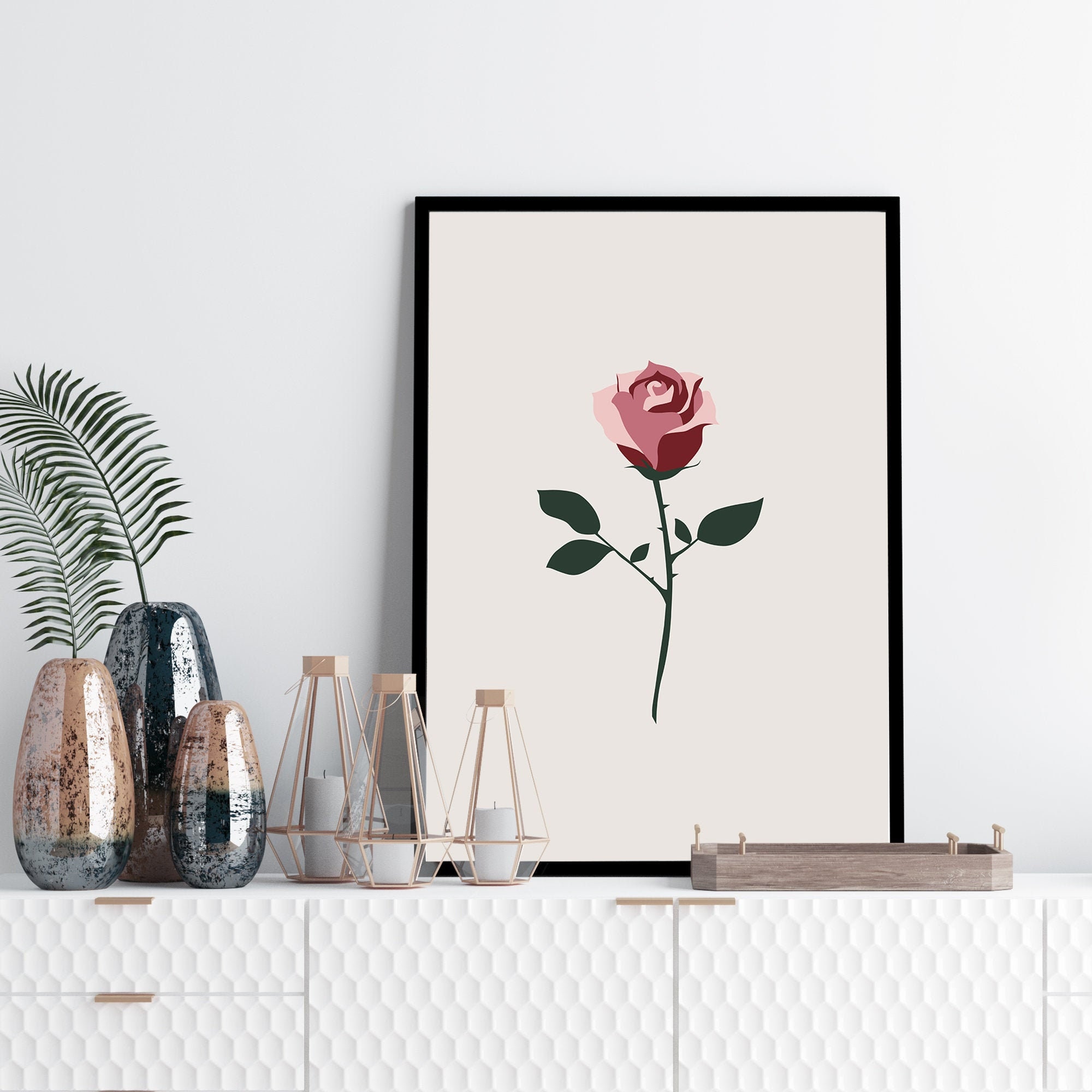 Rose graphic art Rose Print Rose Wall Art Rose Poster Rose | Etsy