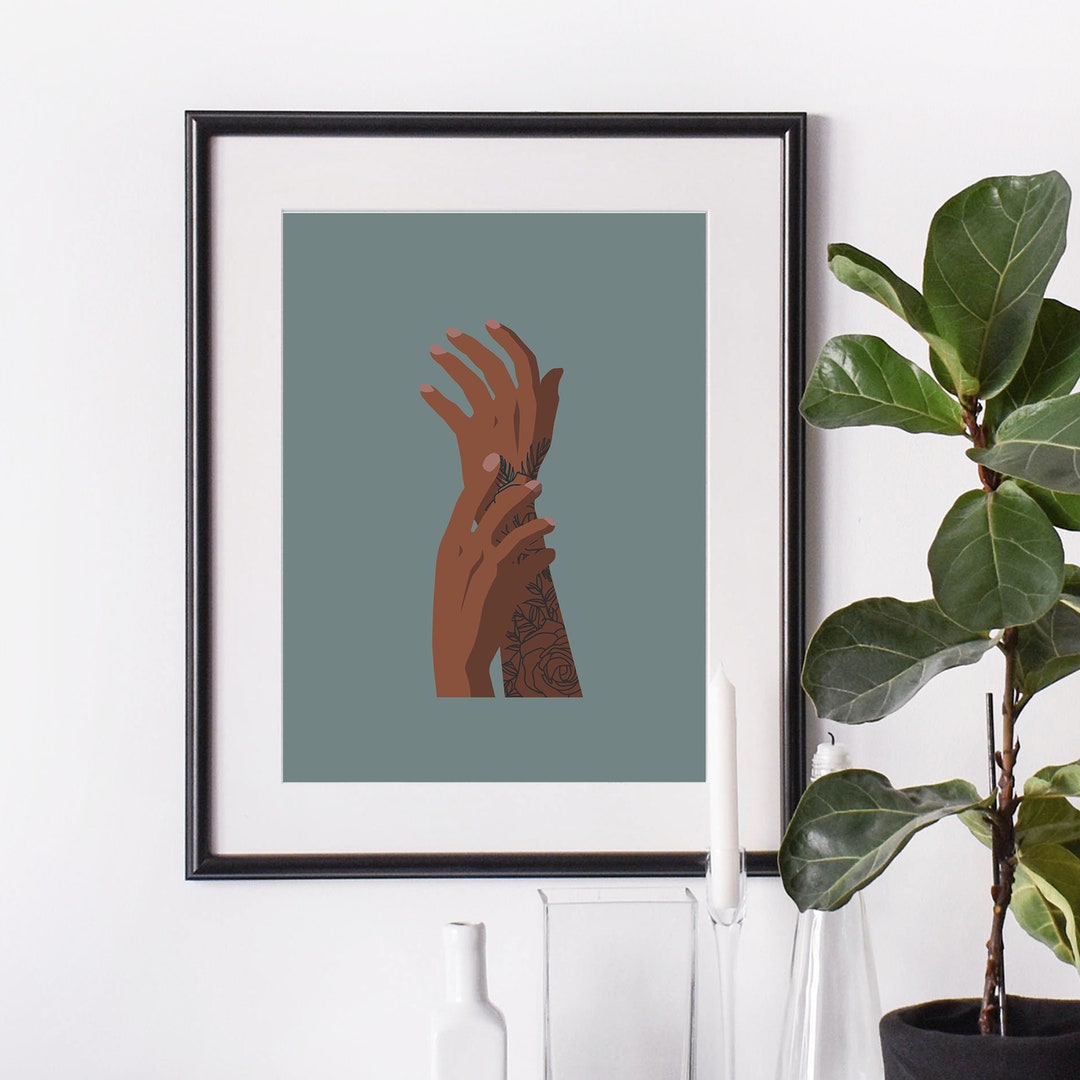 Black Woman Minimal Hands Poster, Fashion Wall Art, Black Girl Wall ...