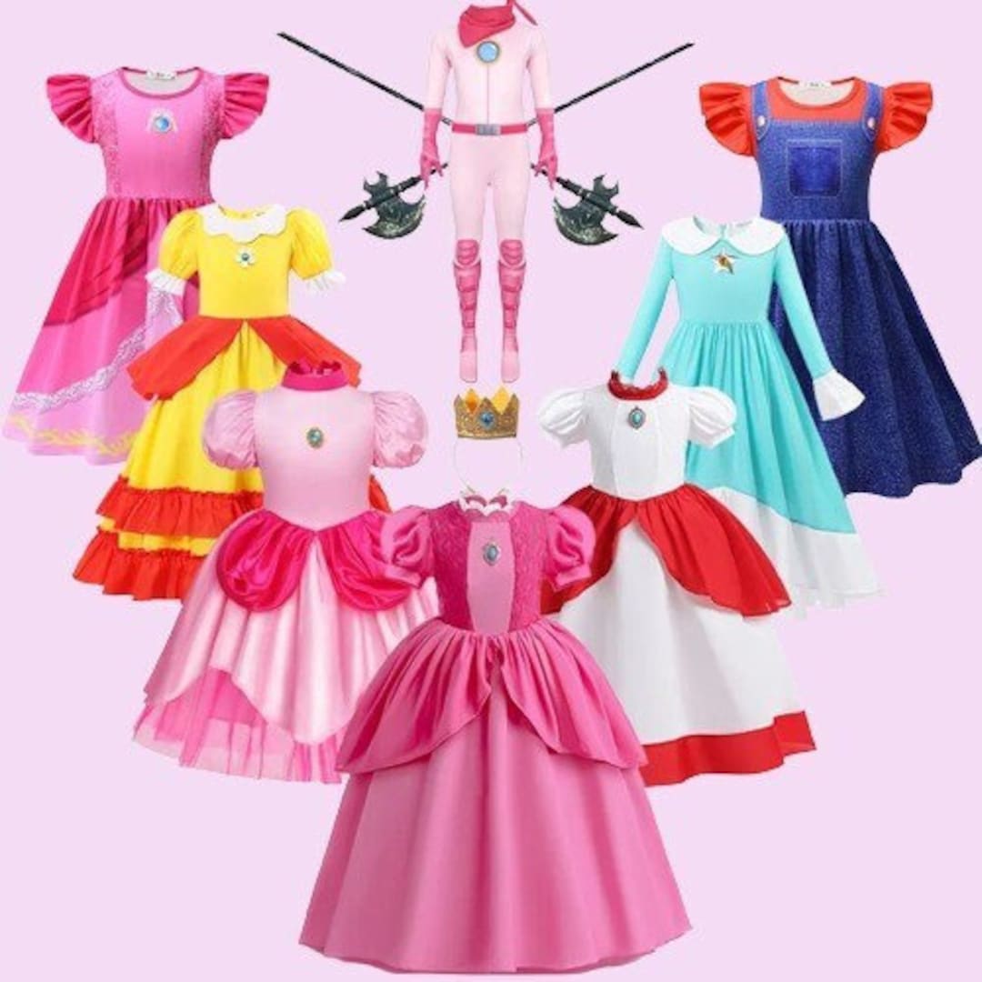 Princess Peach Costume With Crown Princess Peach Super Mario - Etsy