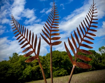 Rustic Rusty Metal Fern Leaf Sculpture Art Flower Garden - Etsy