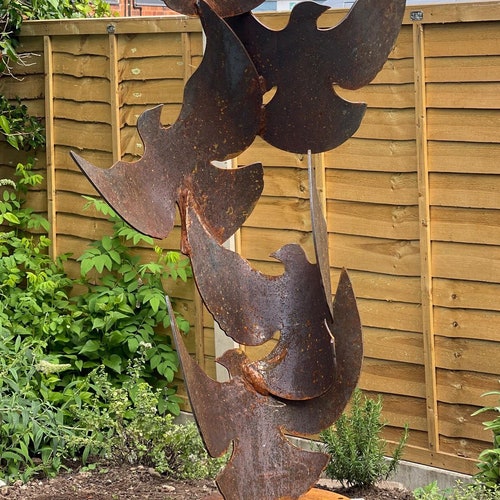 Medium Rustic Metal Garden Art Abstract Flowing Swirl Metal - Etsy ...