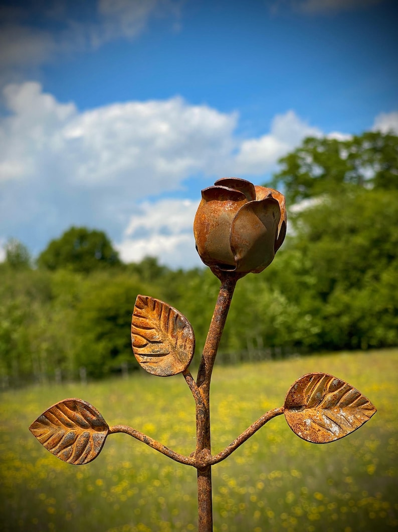 Exterior Rustic Rusty Metal Rose Roses Flower Garden Art - Etsy