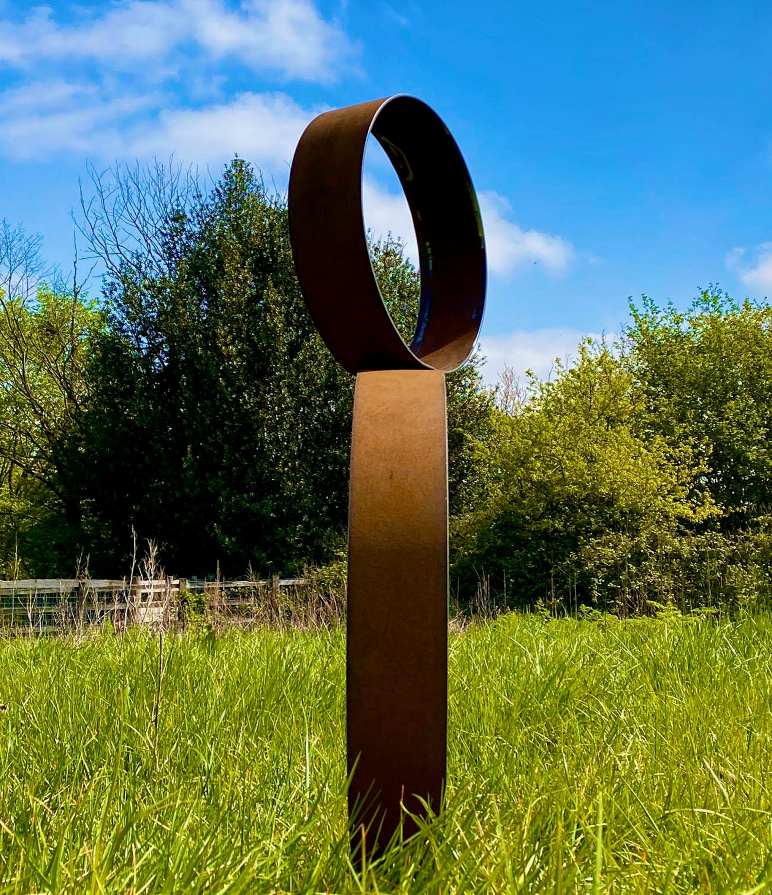 Exterior Rustic Circular Ring Hoop Metal Garden Stake Yard Art / Flower ...