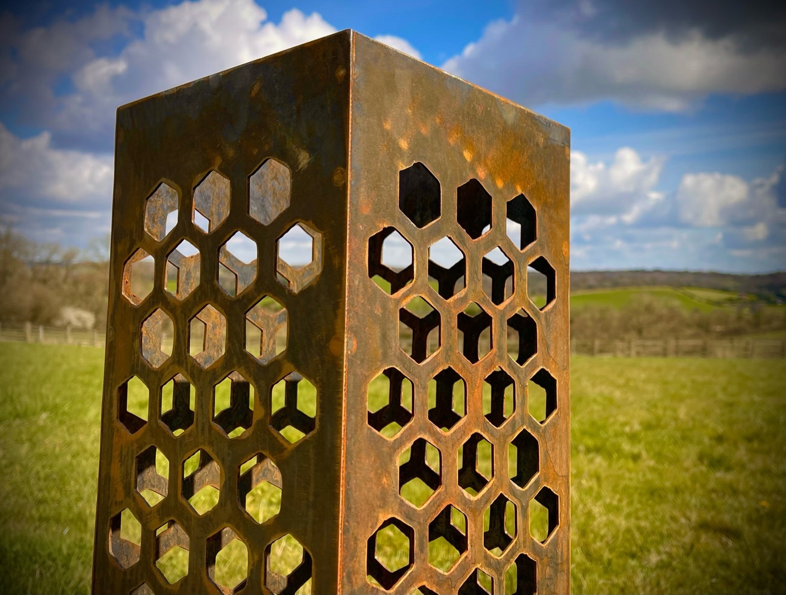 Rustic Rusty Metal Honeycomb Pattern Garden Columns Landscape - Etsy