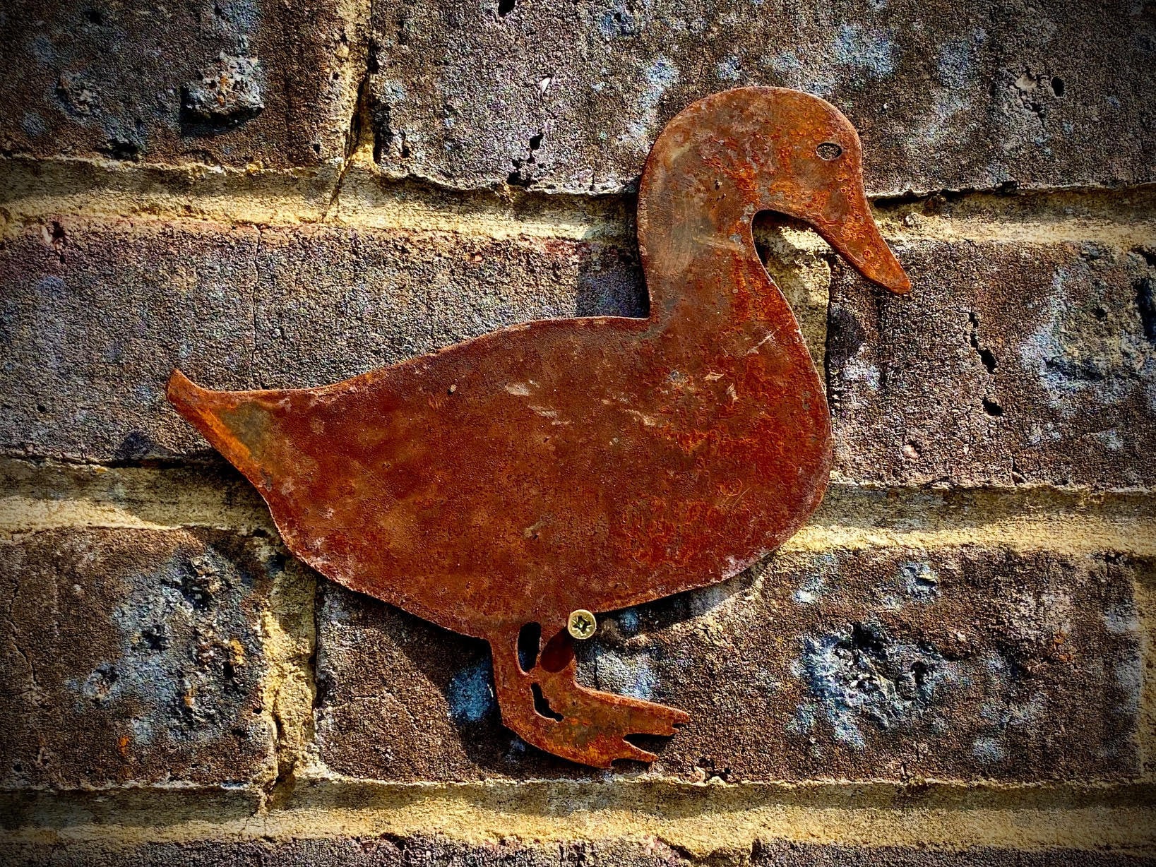 Large Exterior Rustic Rusty Duck Bird Garden Wall Hanger House Gate ...