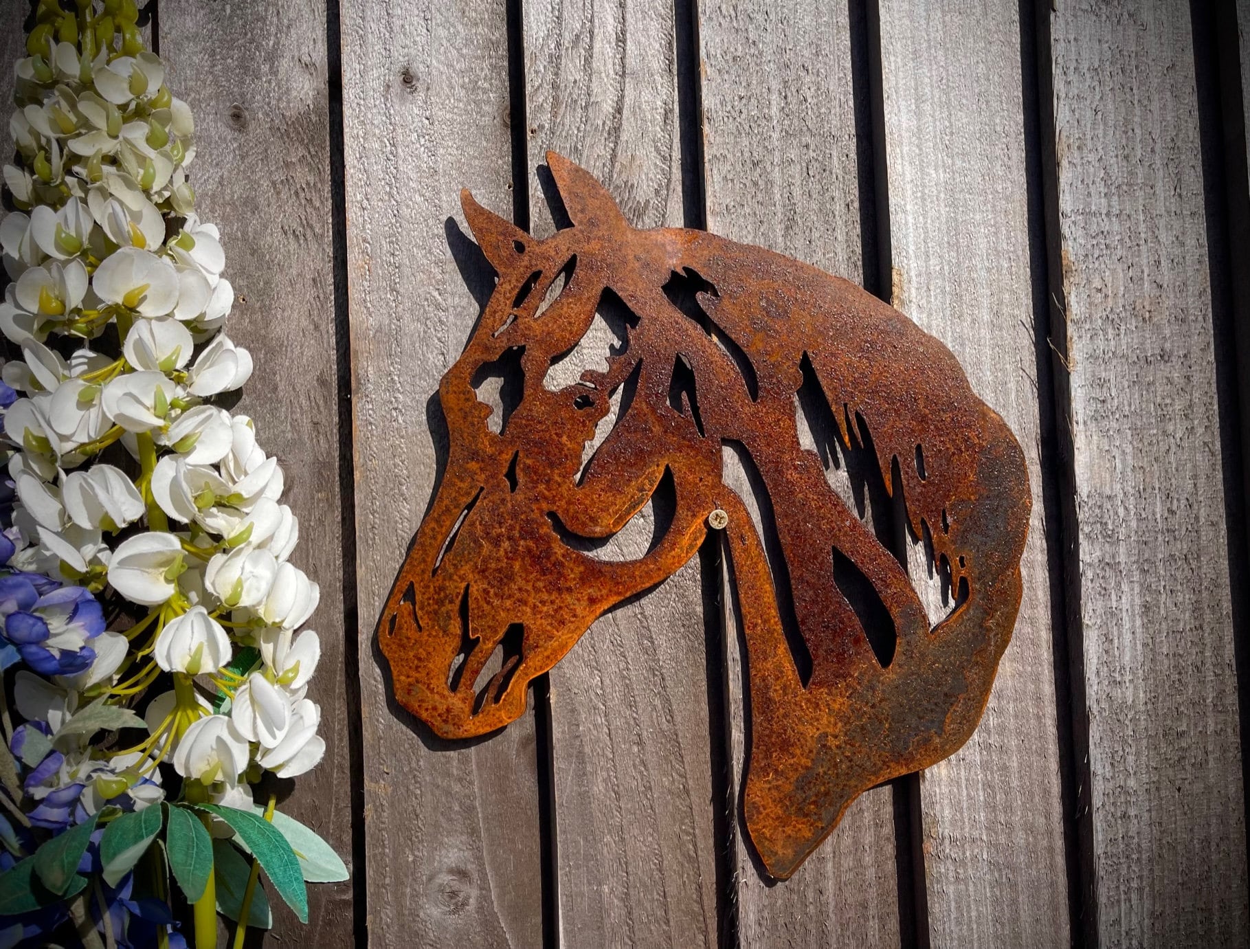 Exterior Rustic Metal Horse Head Pony Garden Stake Wall Art - Etsy