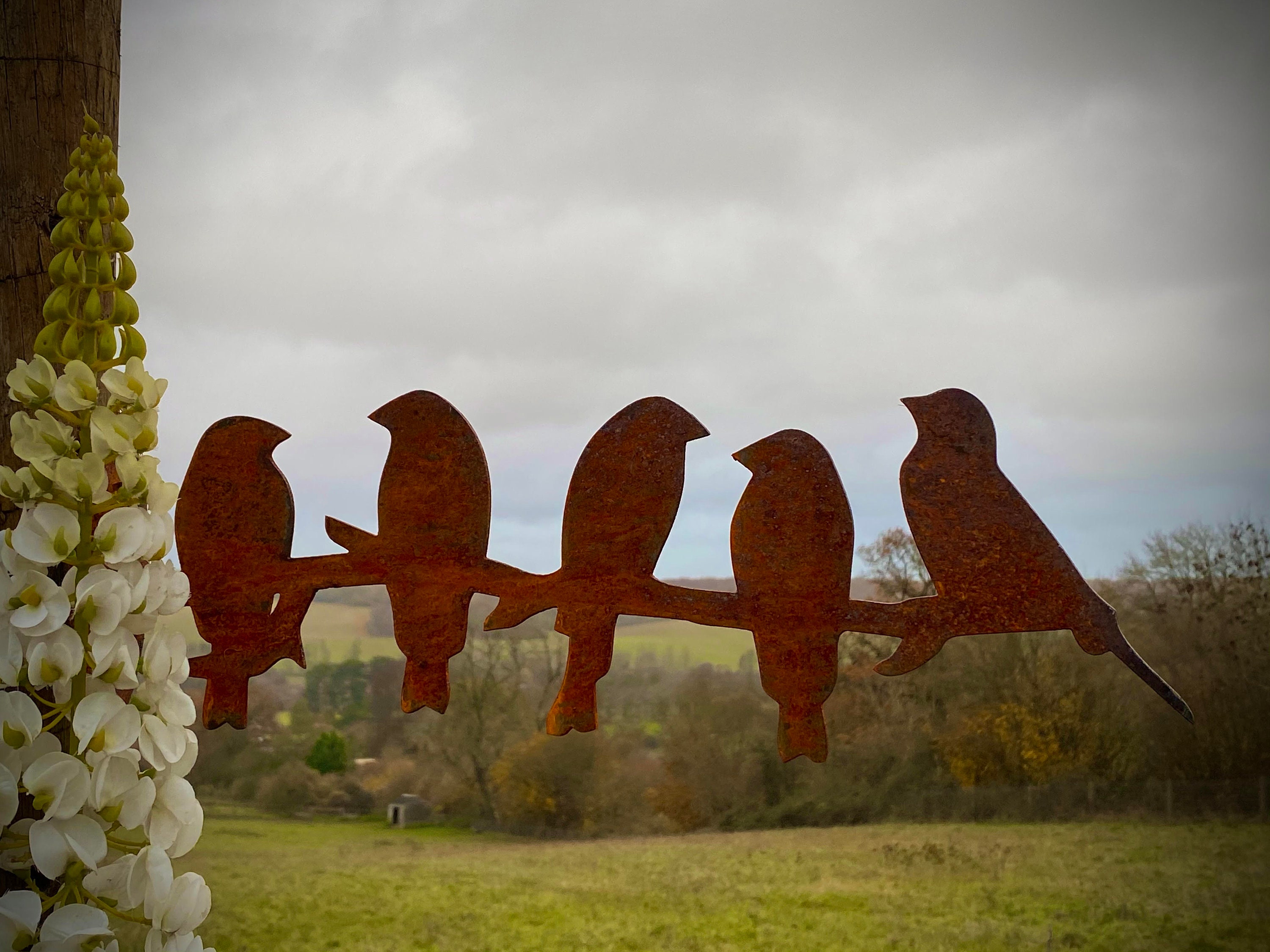 Exterior Rustic Metal Birds on A Branch Garden Fence Shed Sign - Etsy