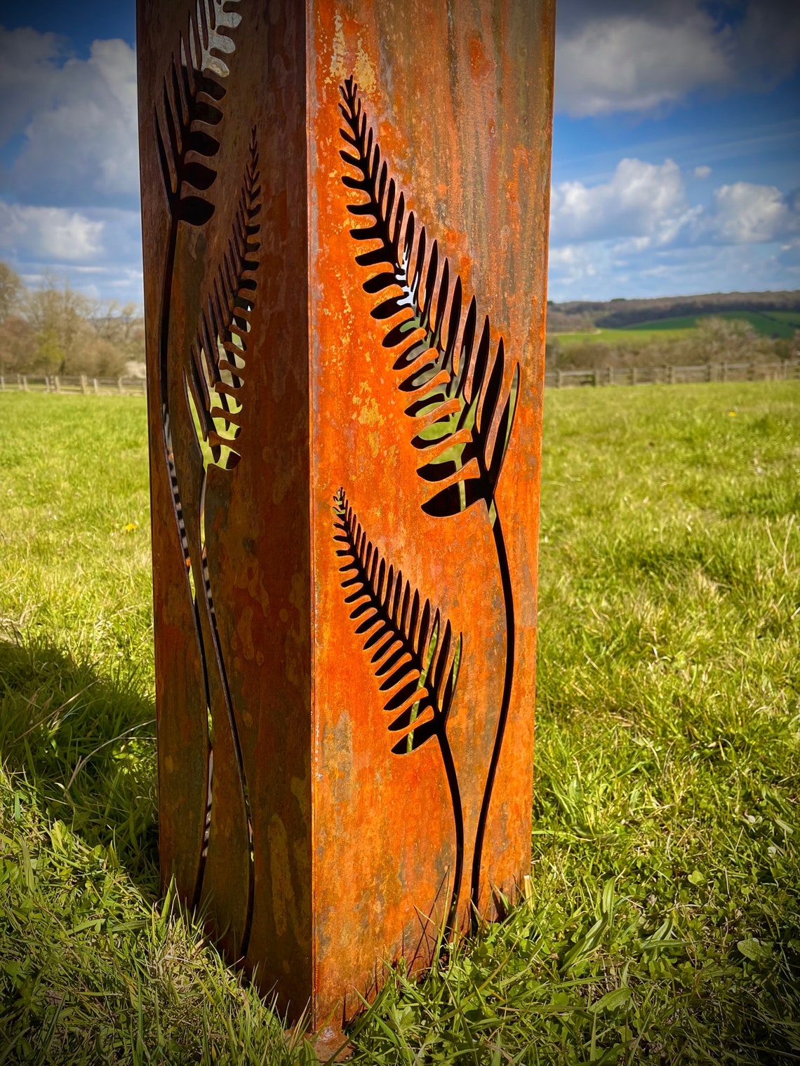 Rustic Rusty Metal Fern Leaf Garden Columns Landscape Design - Etsy