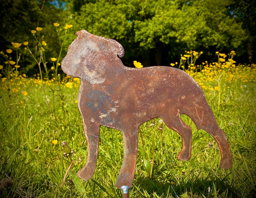 Small Exterior Rustic Rusty Metal Staffordshire Bull Terrier Dog Yard ...