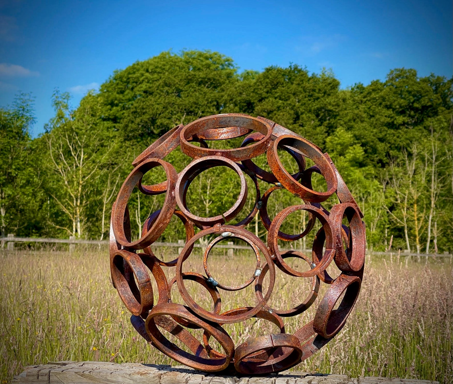 Exterior Rustic Garden Circle Sphere Ball Modern Art Rusty | Etsy
