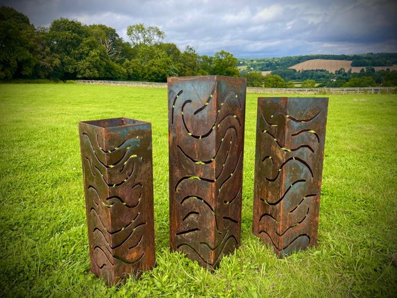 Rustic Rusty Metal Garden Columns Landscape Design Bamboo - Etsy