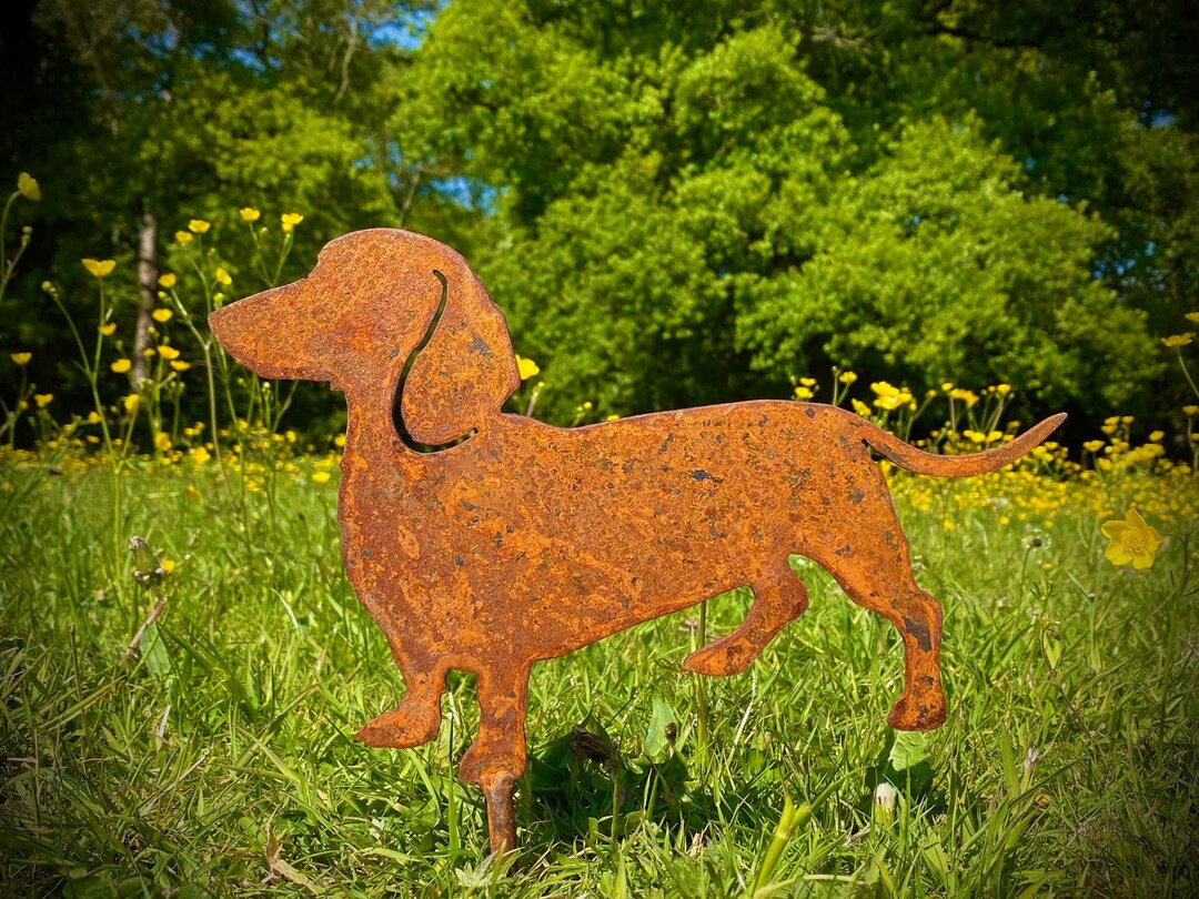 Small Exterior Rustic Rusty Metal Dachshund Sausage Dog Garden Stake ...