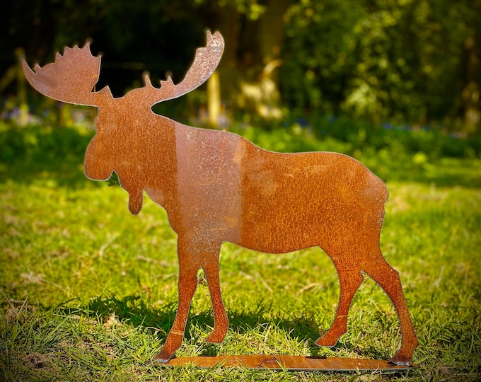 Snarky Moose Garden Stake: Black Metal Cabin Yard Art - Etsy Canada