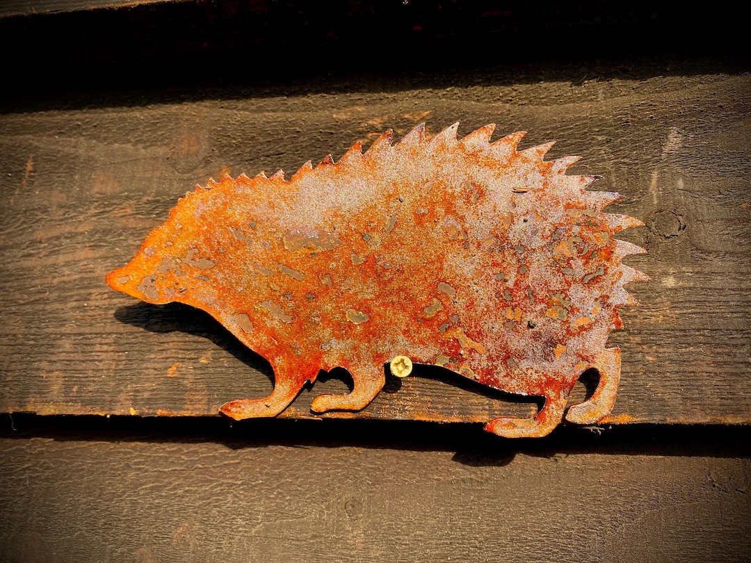 Small Exterior Hedgehog Garden Wall House Gate Sign Hanging Rusty ...
