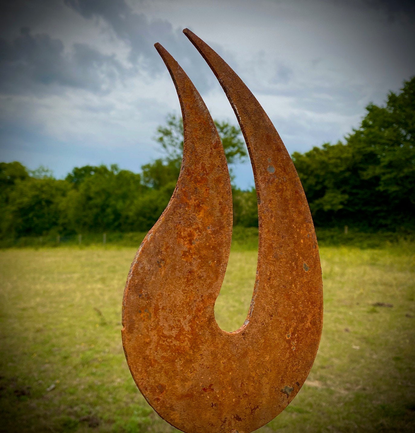 Medium Rustic Metal Garden Fire Flame Abstract Sculpture - Yard Art ...