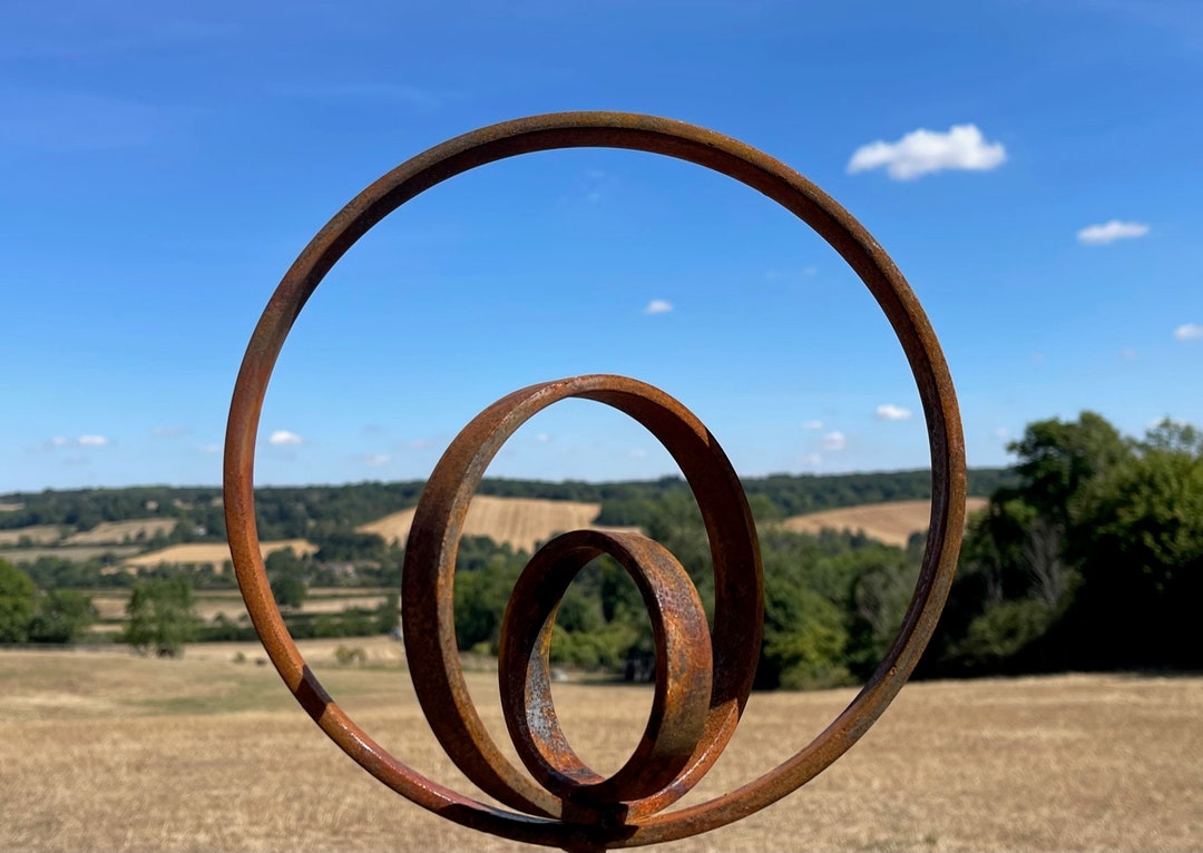 Exterior Rustic Garden Sphere Trio Ring Hoop Circle Modern Art Rusty ...