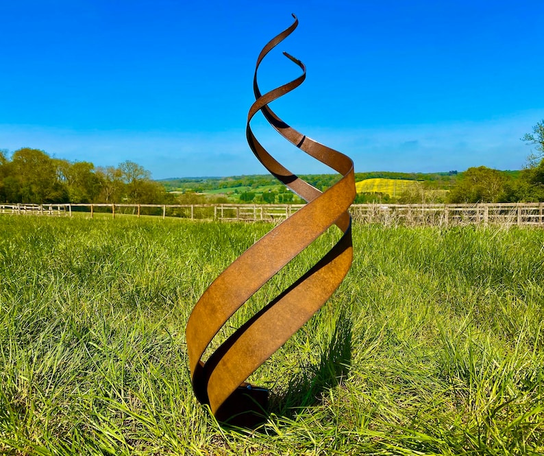 Medium Exterior Rustic Metal Spiral Fire Energy Flowing Organic Garden ...