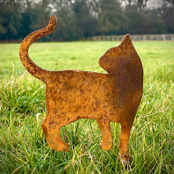 Rusty Cat for Garden - Etsy UK