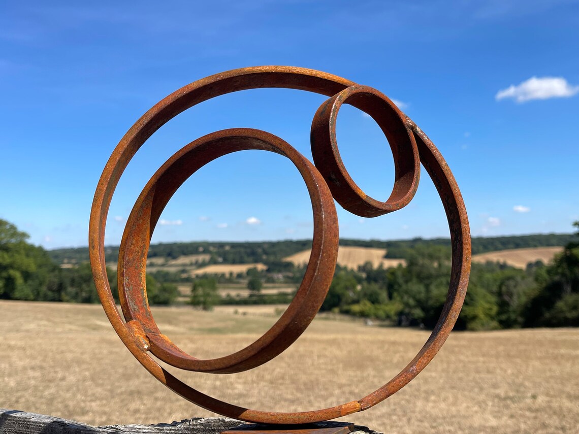 Exterior Rustic Garden Trio of Circles Hoops Modern Art Rusty - Etsy
