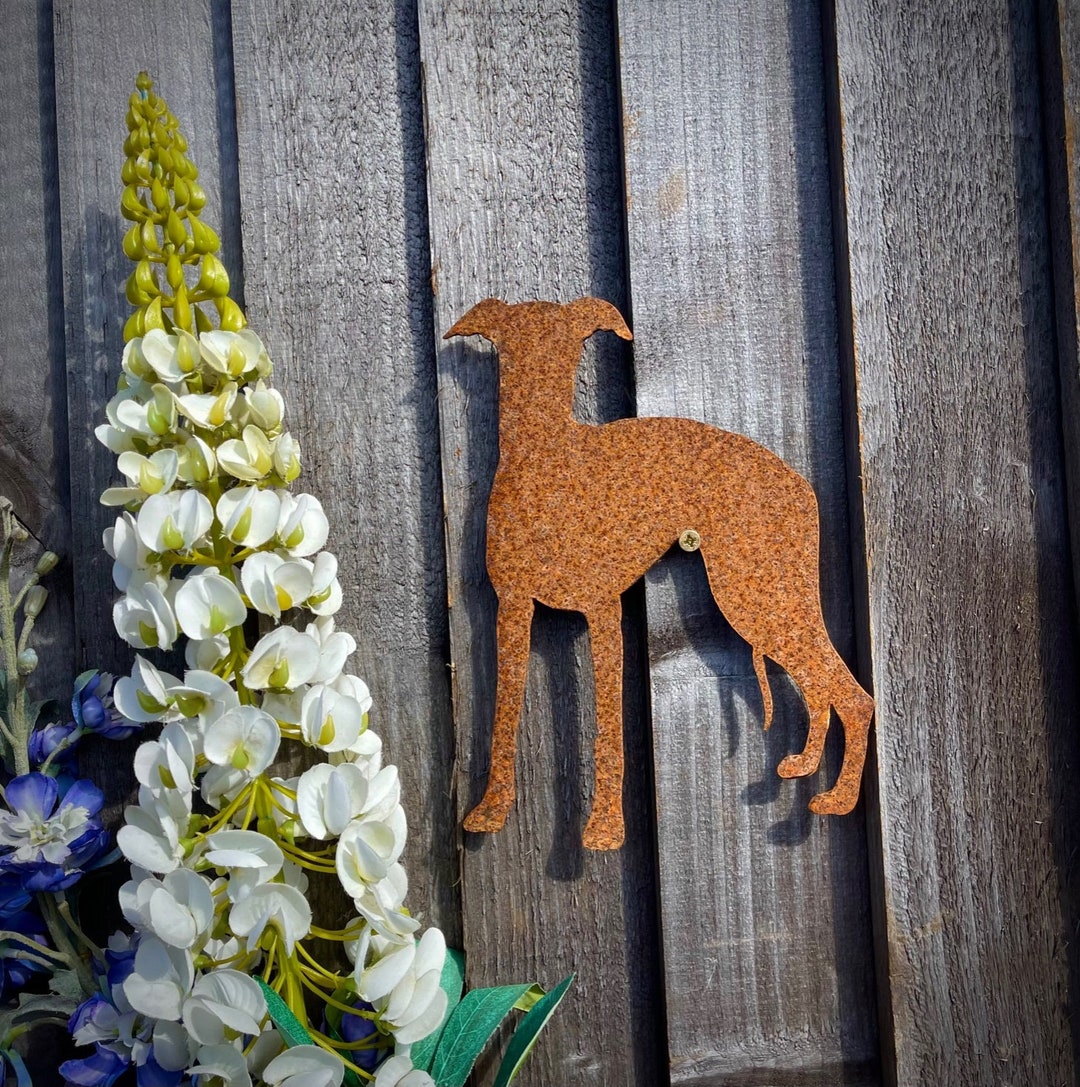 Exterior Rustic Rusty Whippet Greyhound Lurcher Dog Garden Sign Metal ...
