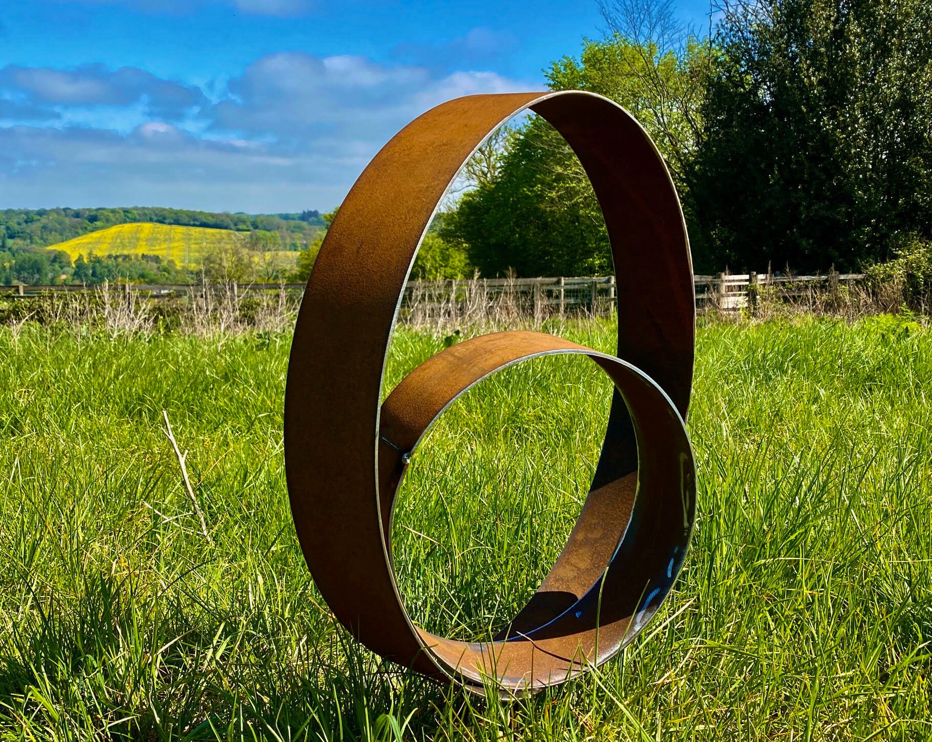 Exterior Rustic Metal Hoop Ring Circular Garden Stake Yard Art - Etsy