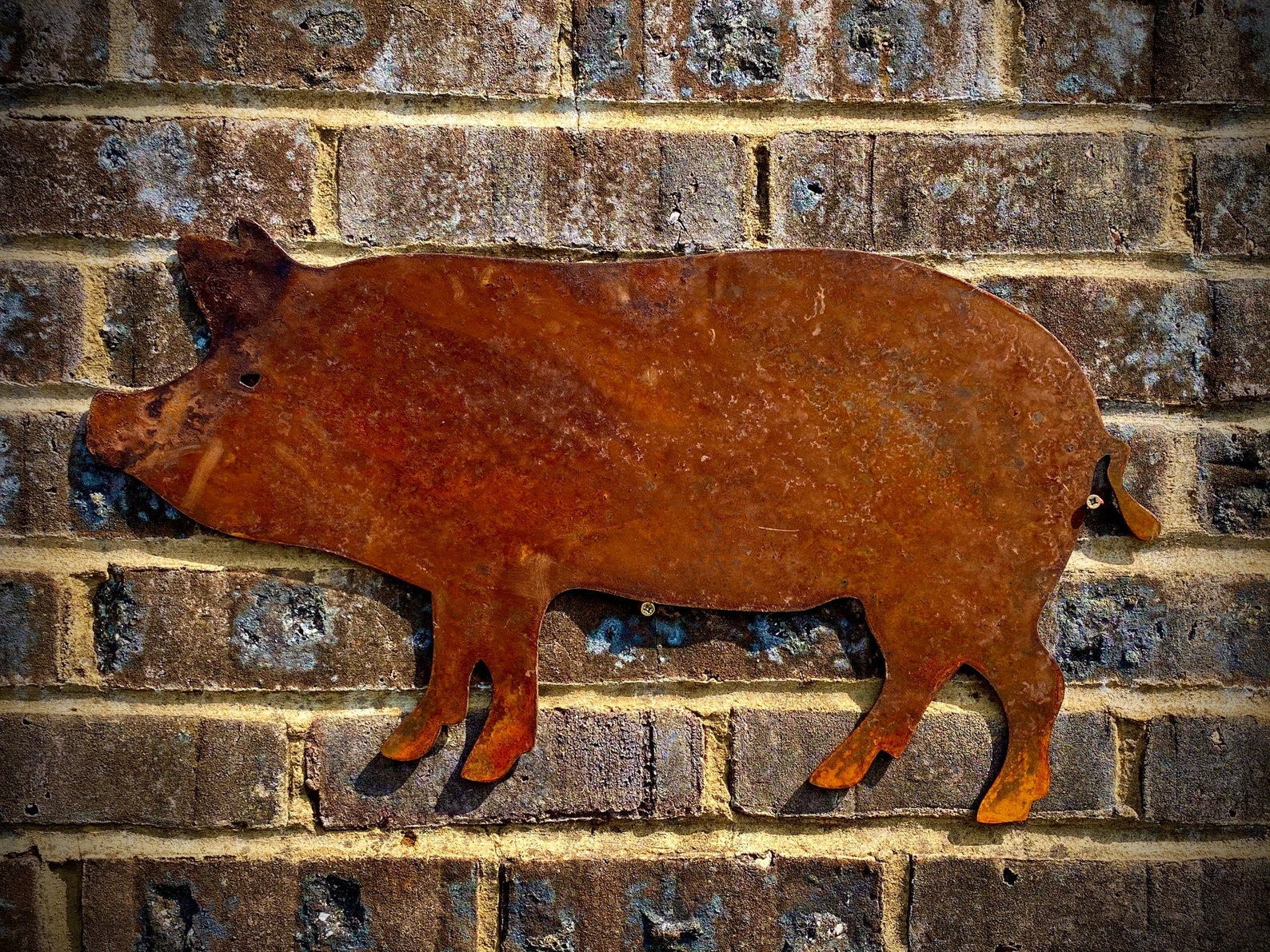 Large Exterior Rustic Rusty Pig Farm Animal Garden Wall Hanger - Etsy