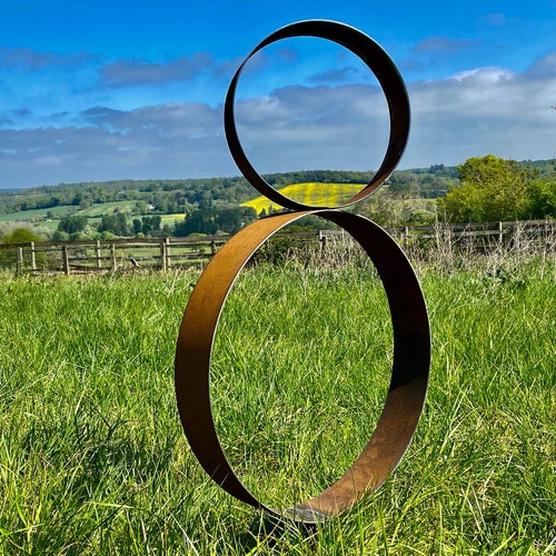 Exterior Rustic Circular Ring Hoop Metal Garden Stake Yard Art | Etsy UK