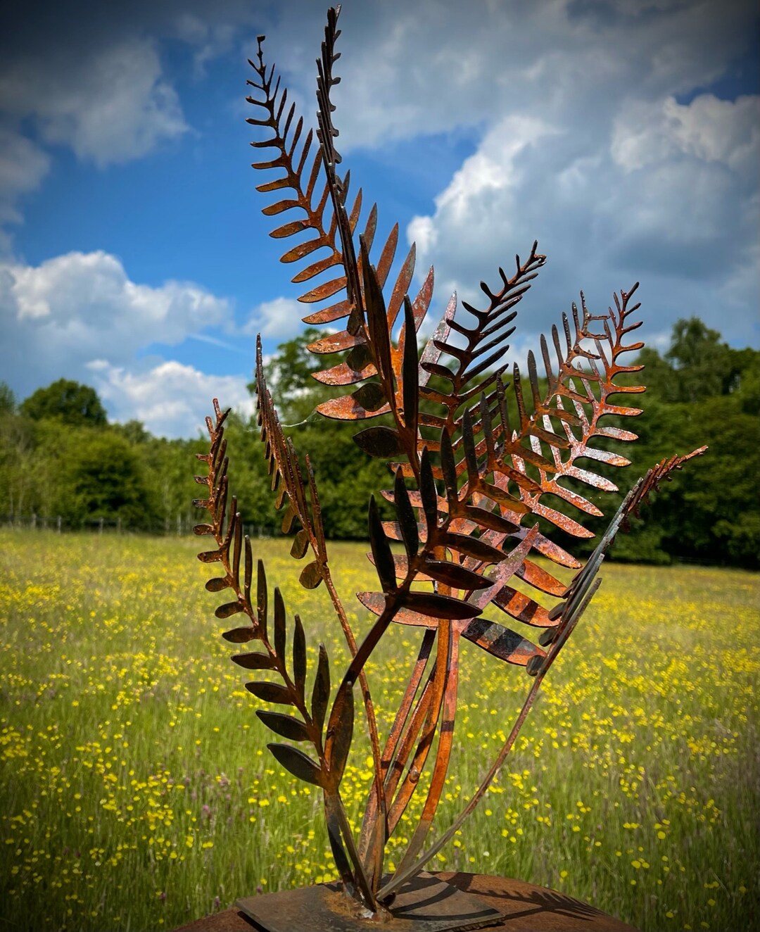 Rustic Rusty Metal Fern Leaf Sculpture Art Flower Garden Landscape ...