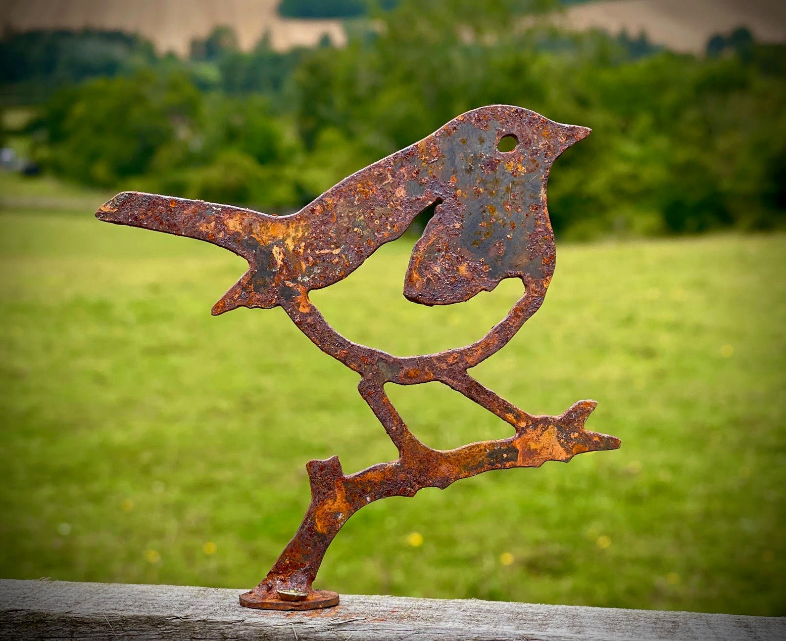 Exterior Rustic Rusty Metal Robin Bird Branch Garden Fence - Etsy