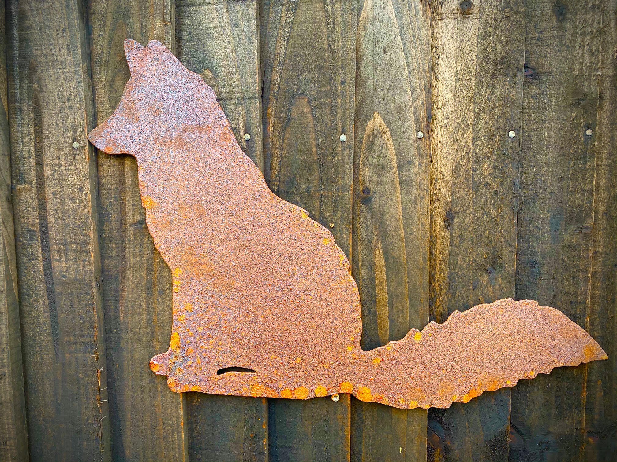 Exterior Rustic Rusty Fox Garden Wall Hanger House Gate Sign | Etsy UK