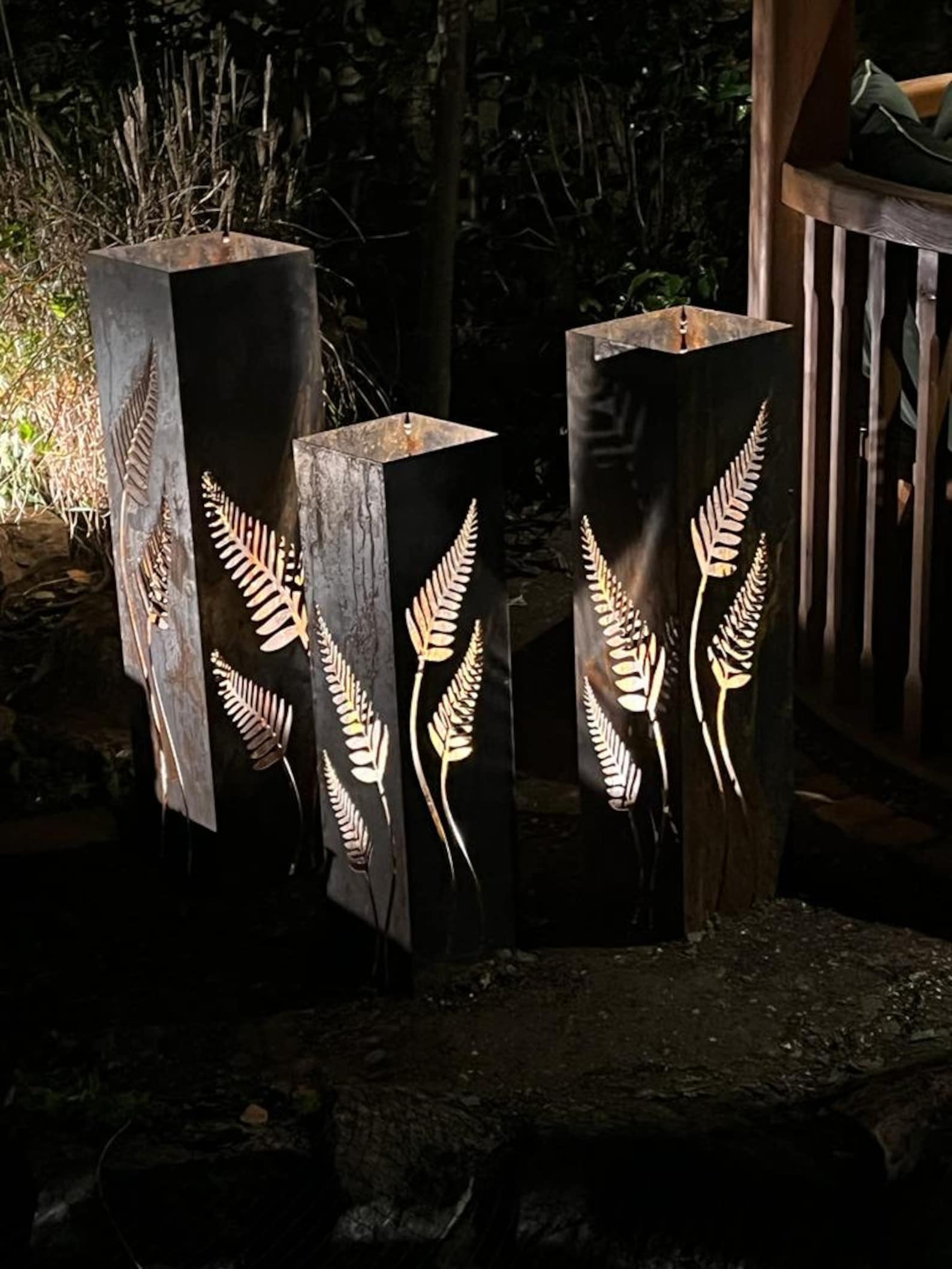 Rustic Rusty Metal Fern Leaf Garden Columns Landscape Design - Etsy