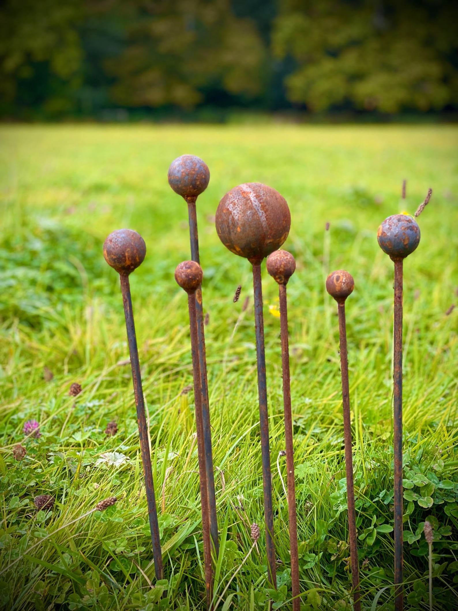 Exterior Rustic Rusty Metal Garden Ball Stake Plant Support - Etsy
