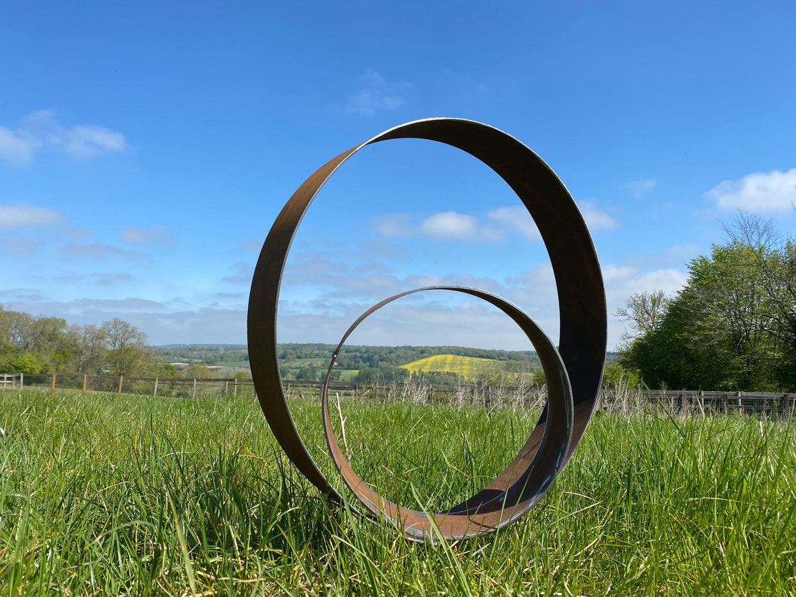 Exterior Rustic Metal Hoop Ring Circular Garden Stake Yard Art - Etsy