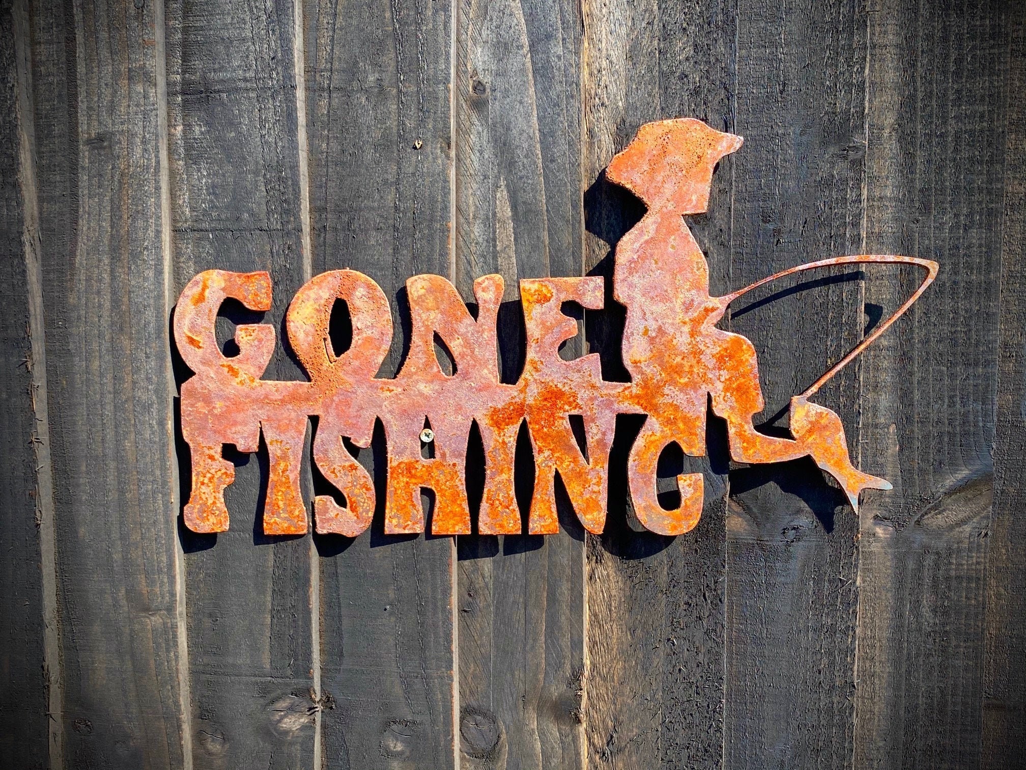Gone Fishing Rustic Sign