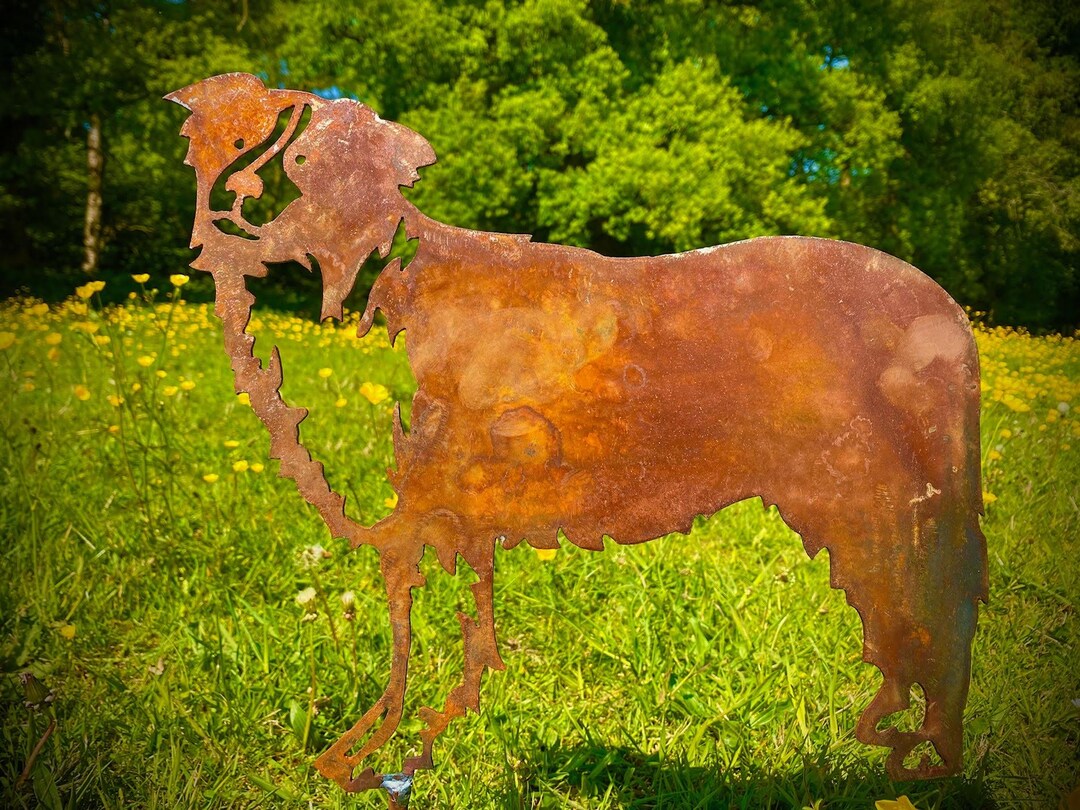 Exterior Rustic Rusty Collie Sheepdog Dog Garden Art Yard Metal Art ...