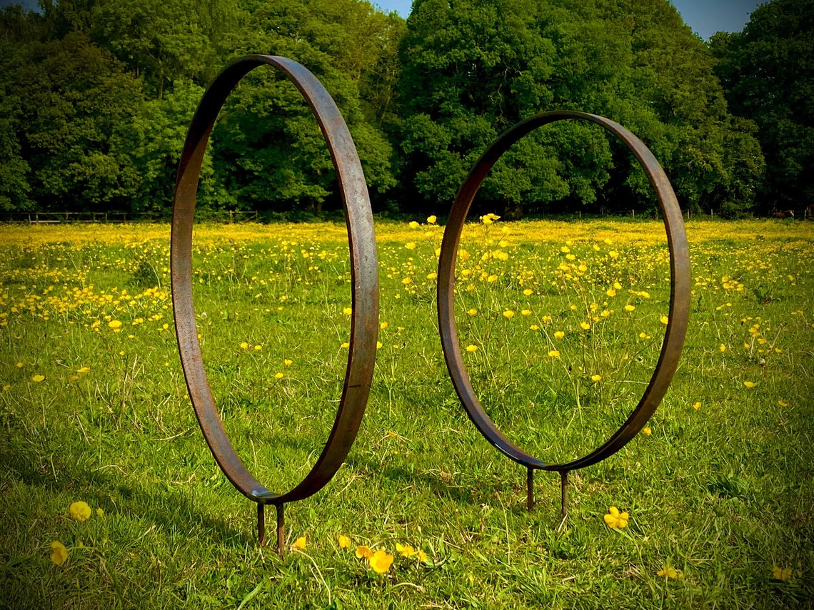 Small Rustic Metal Garden Ring Hoop Sculpture 30cm Pair of - Etsy