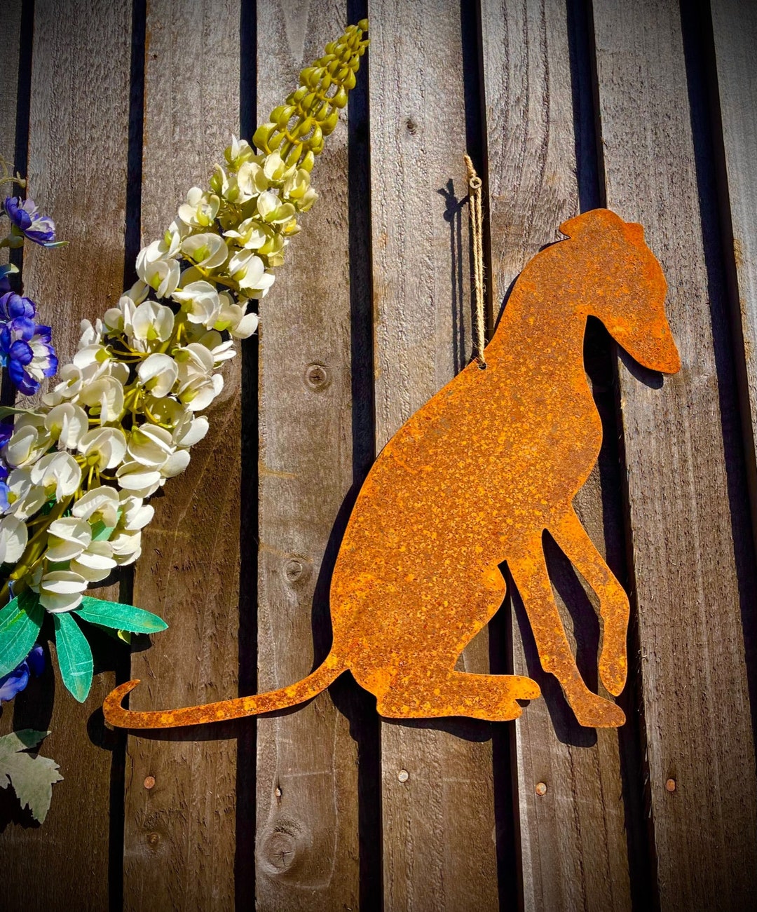 Exterior Rustic Rusty Metal Whippet Sitting Greyhound Dog Pet Animal ...